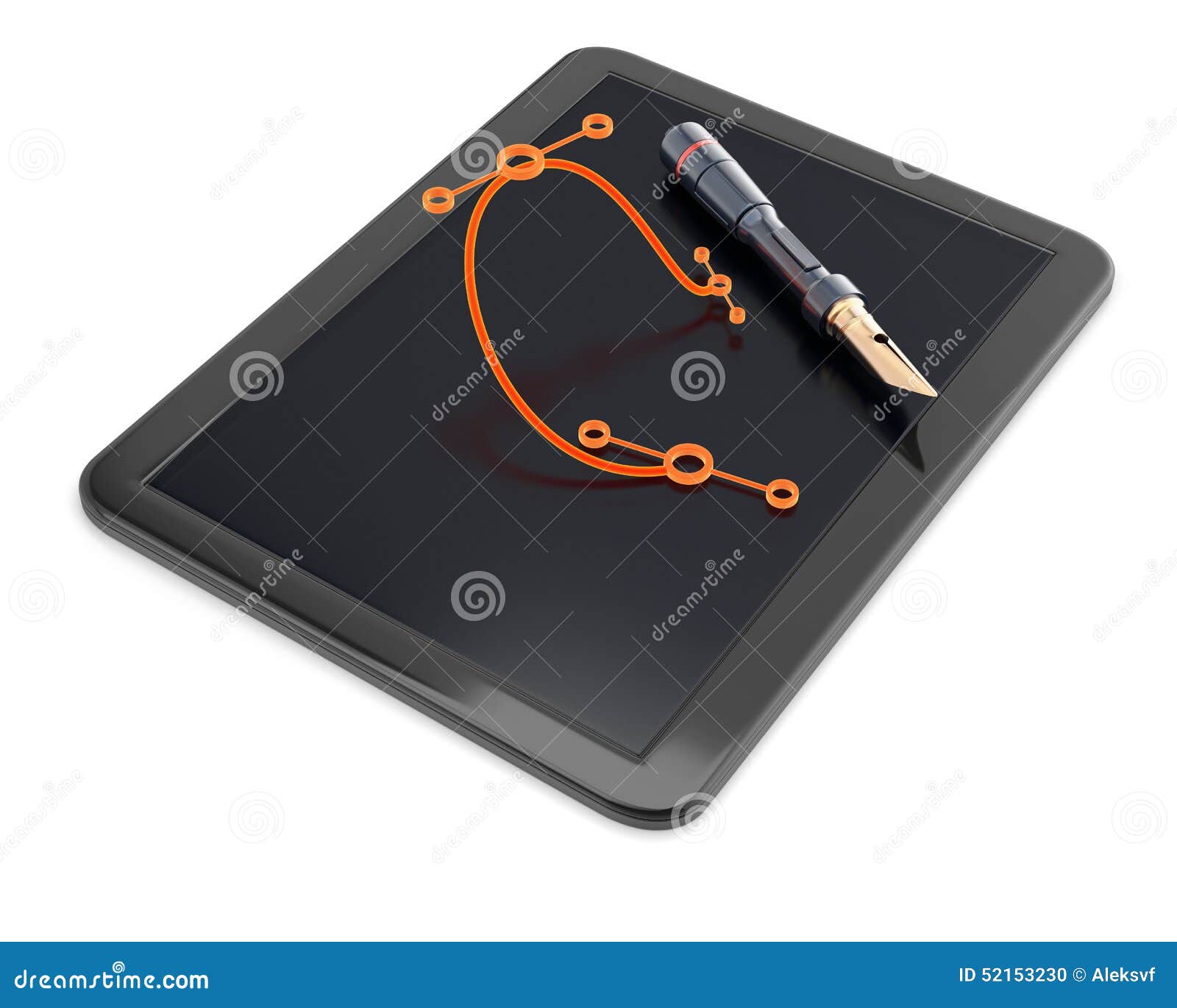 Graphic Tablet with Pen and Bezier Curve Stock Illustration ...