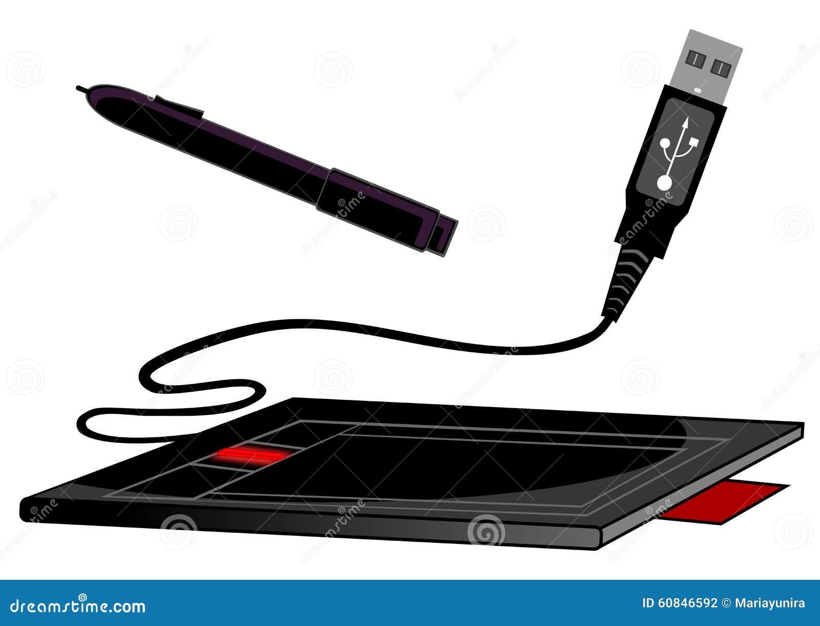 Graphic Tablet and Pen Isolated Stock Illustration - Illustration of ...