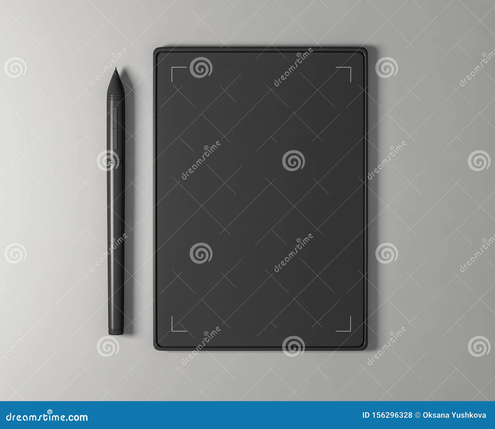 Graphic Tablet with Pen Top View - 3D Illustration Stock Illustration ...