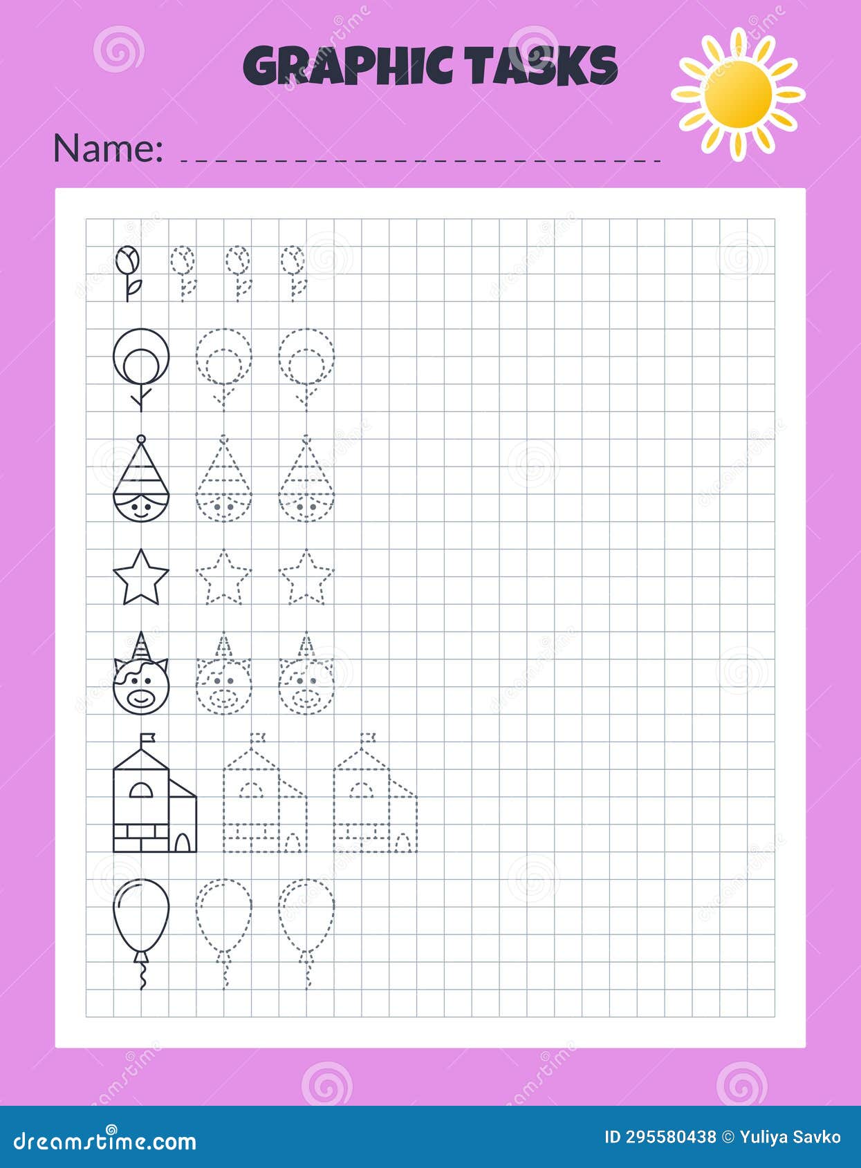 Graphic Tasks by Cells. Educational Game for Kids. Stock Vector ...