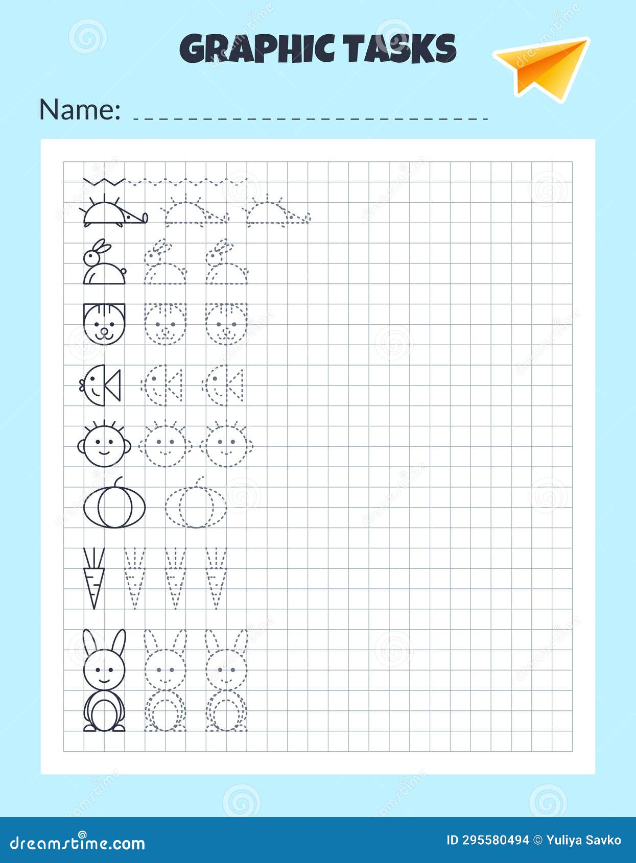 Graphic Tasks by Cells. Educational Game for Kids. Stock Vector ...