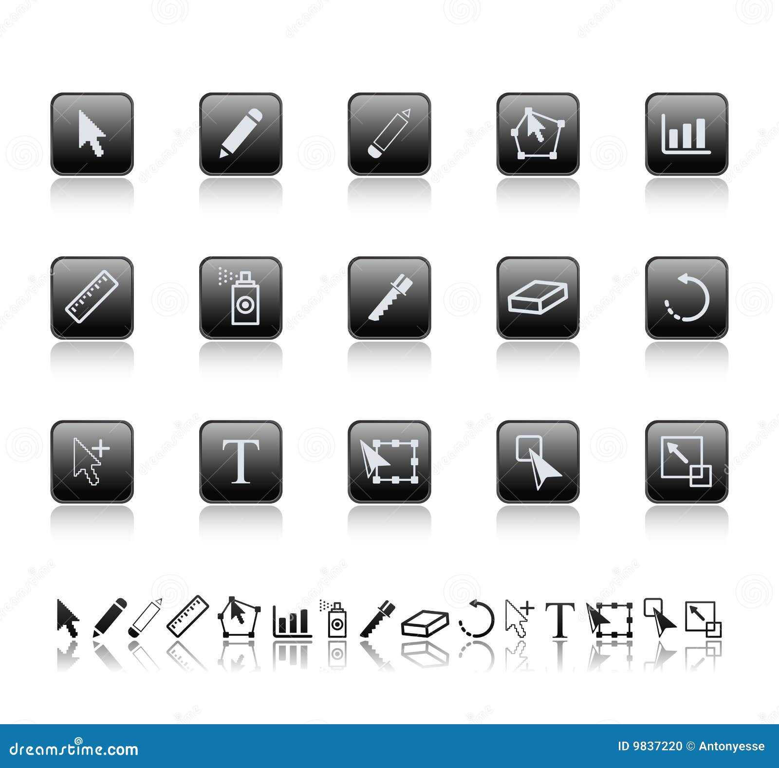Graphic tools icons. stock vector. Illustration of pencil - 9837220
