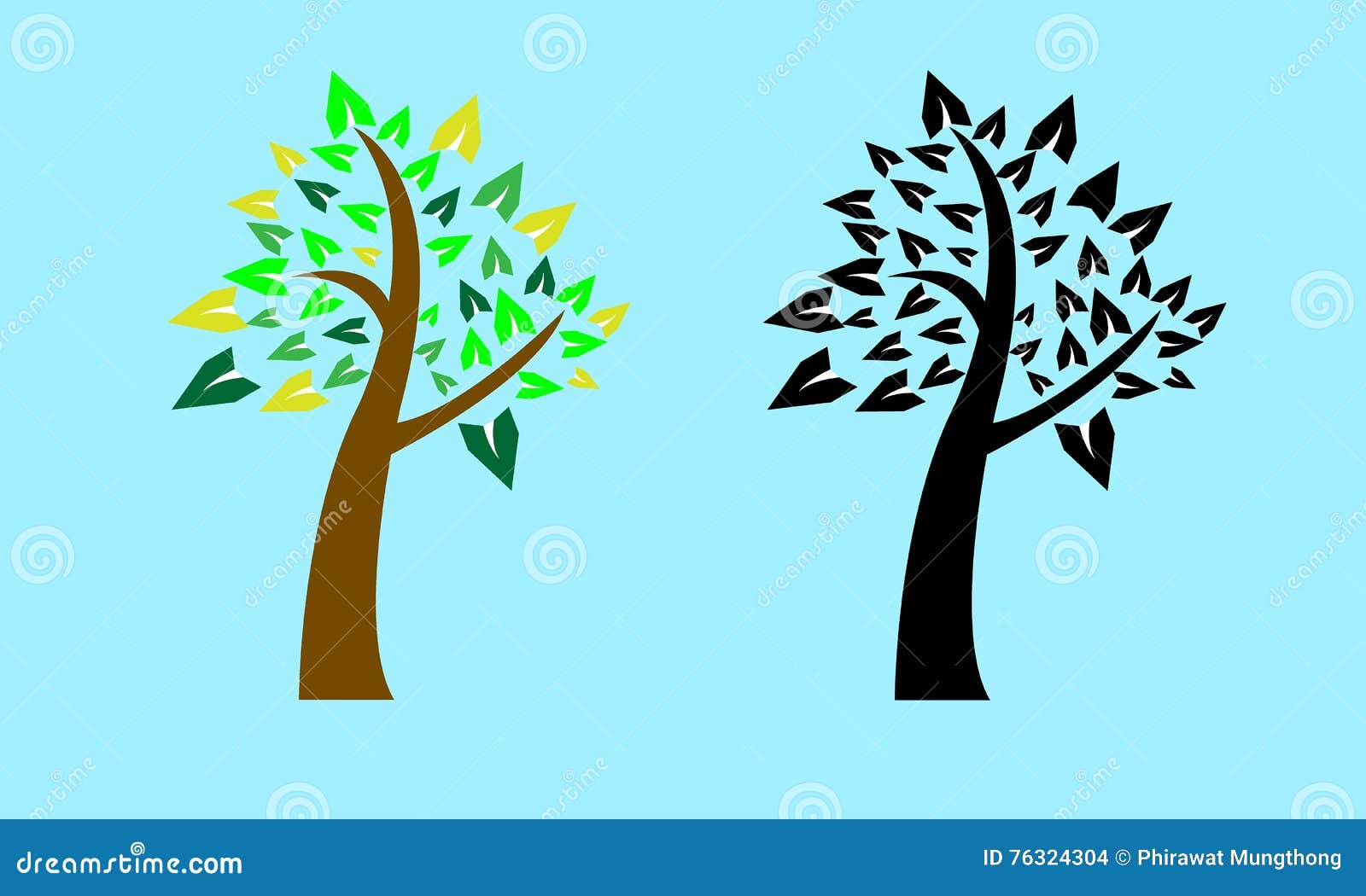 Graphic of Tree with Black Shade Tree Stock Illustration - Illustration ...