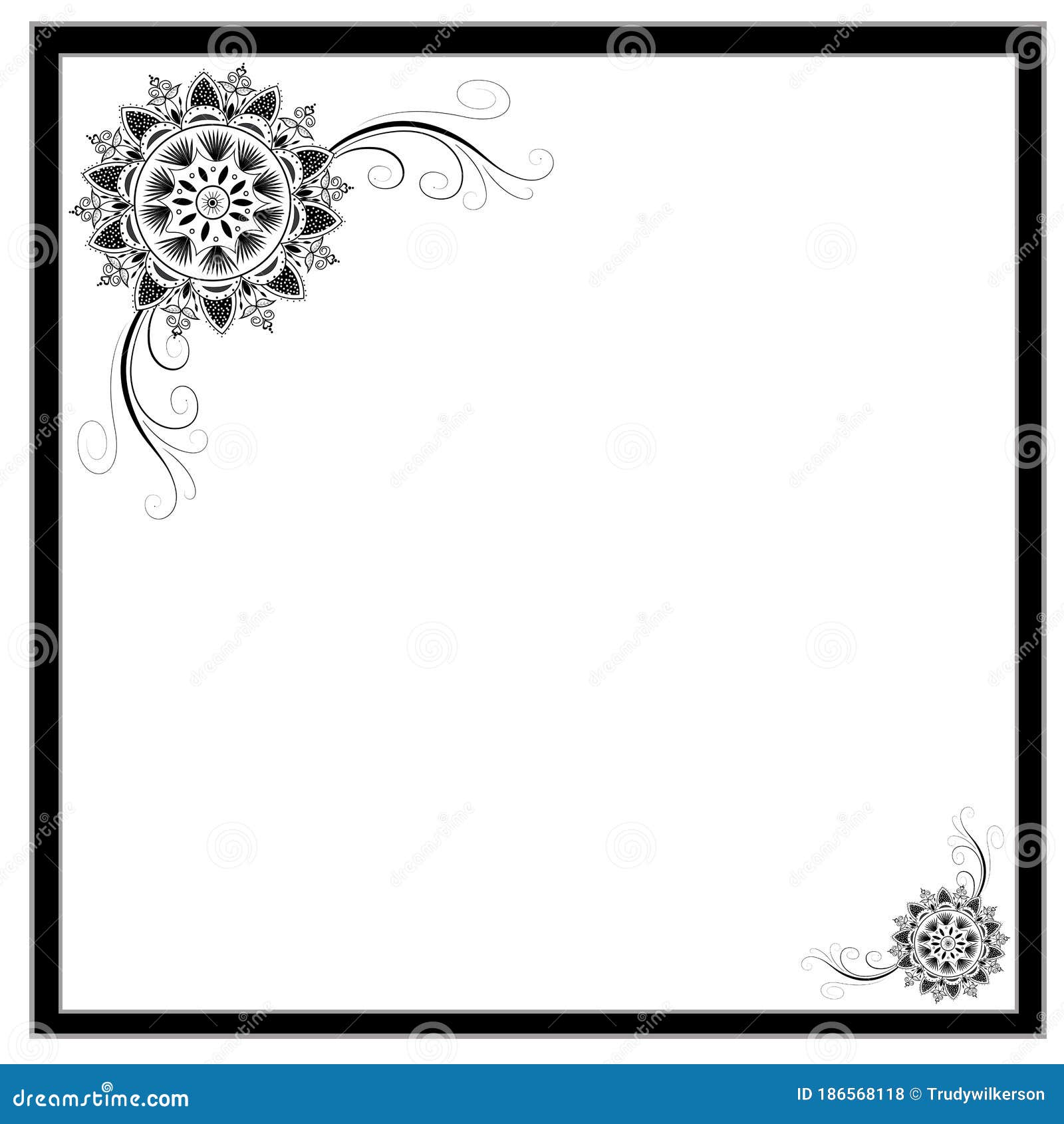 Graphic of a Unique Black and White Motifs within a Black Border. Stock ...