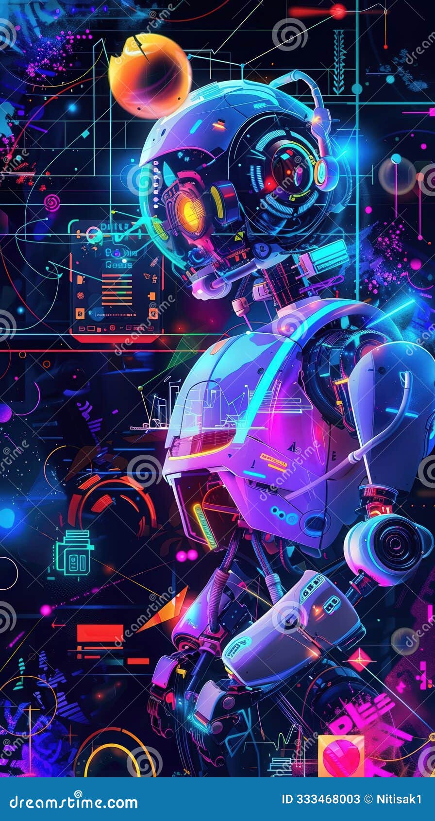 Graphic of Vector Art Showing a Robot Developing Strategic Insights ...