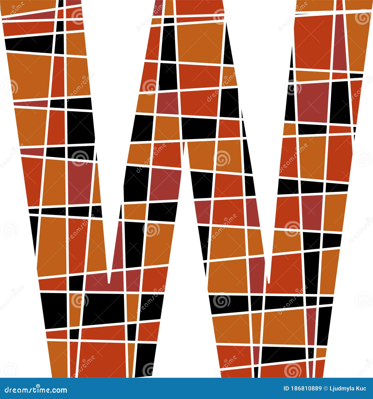 Alphabet vector letter W stock vector. Illustration of terracotta ...