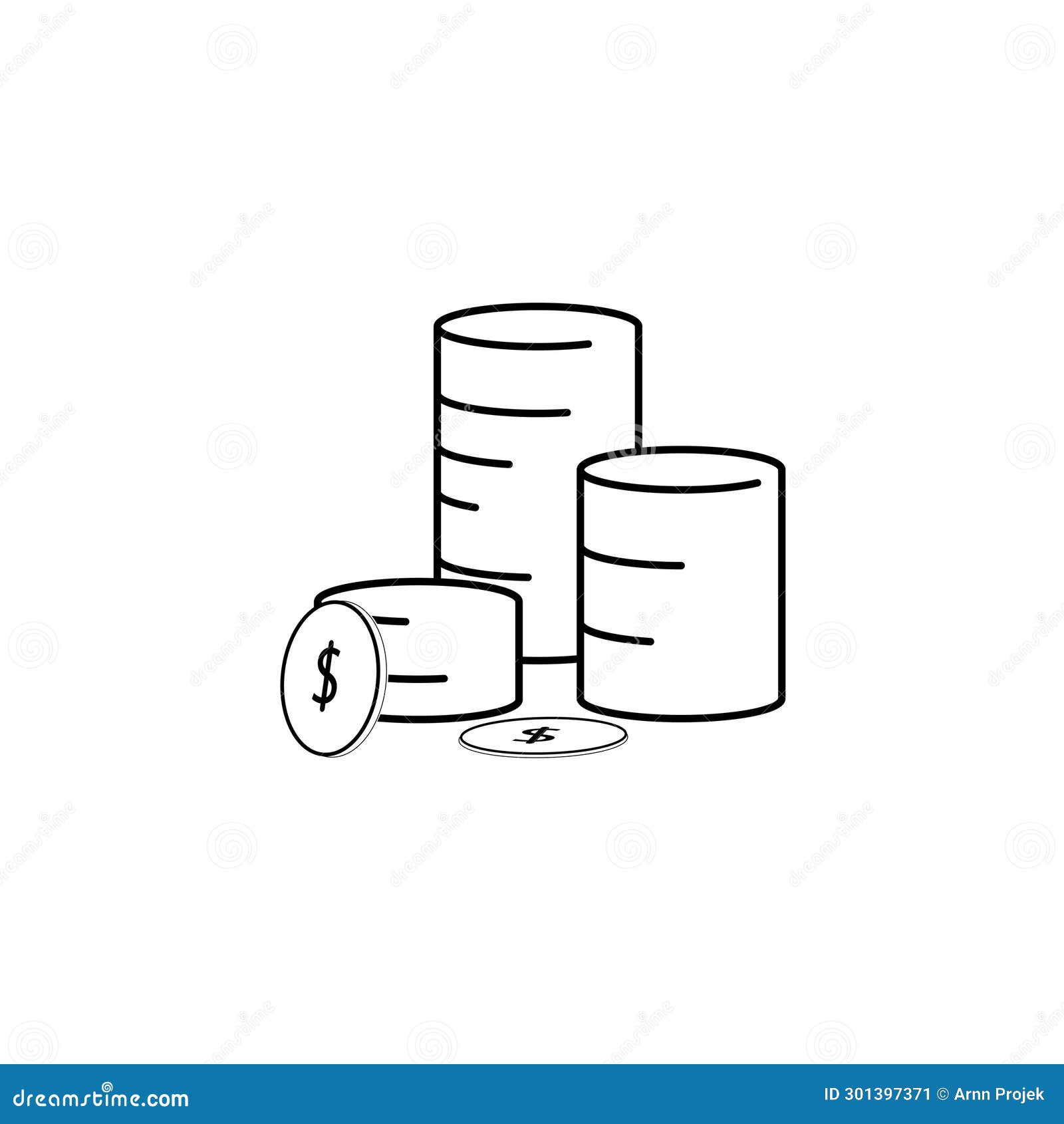 Graphic Vector Illustration of a Simple Stack of Black and White Dollar ...