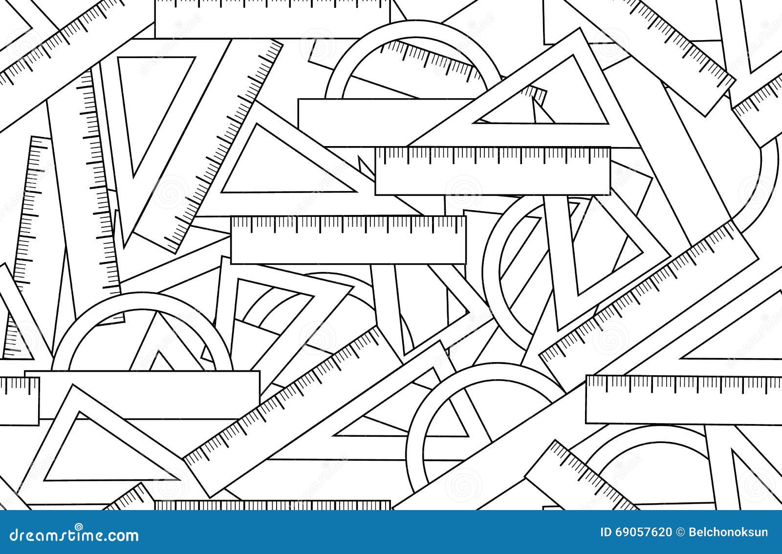 Graphic Vector Seamless Pattern with School Kit Accessories: Triangles ...
