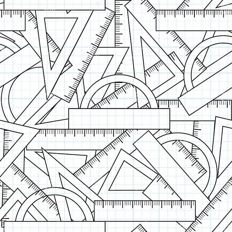 Graphic Vector Seamless Pattern with School Kit Accessories: Triangles ...