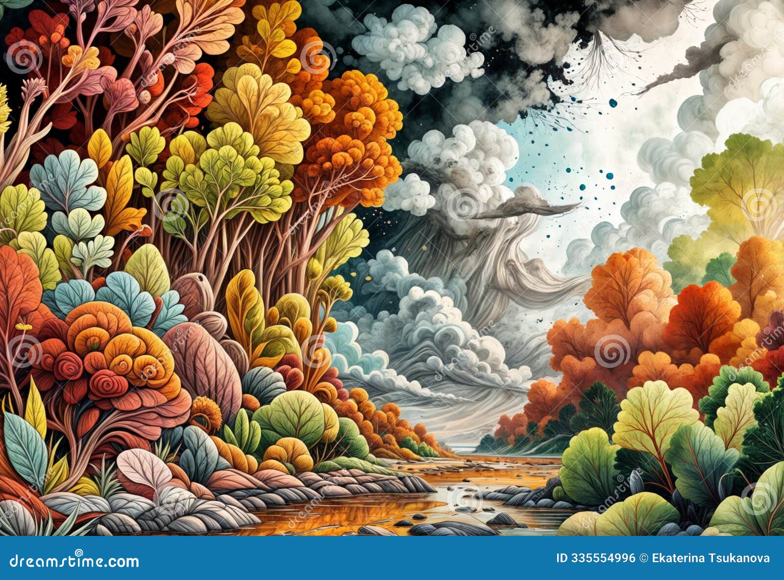 Environmental Disaster in Graphic Bright Style. Stock Illustration ...