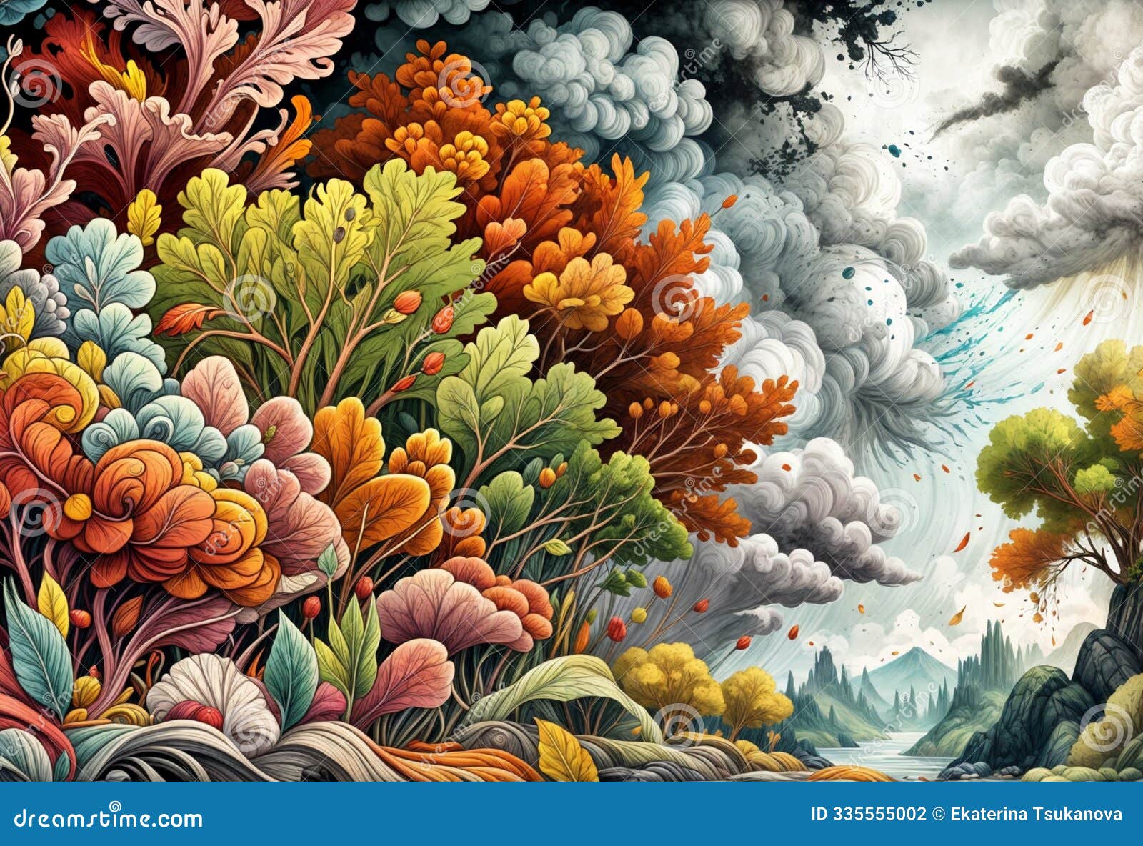 Environmental Disaster in Graphic Bright Style. Stock Illustration ...