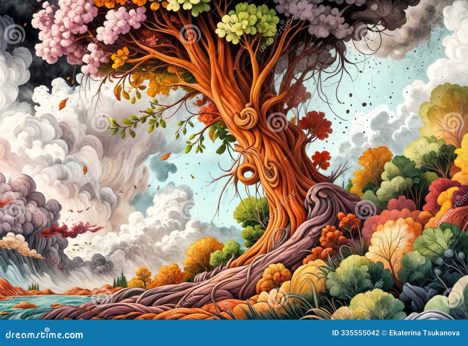 Environmental Disaster in Graphic Bright Style. Stock Illustration ...