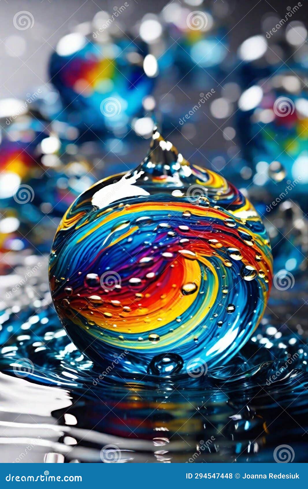 Graphic with Water Drops and Rainbow Colorful Background Stock ...