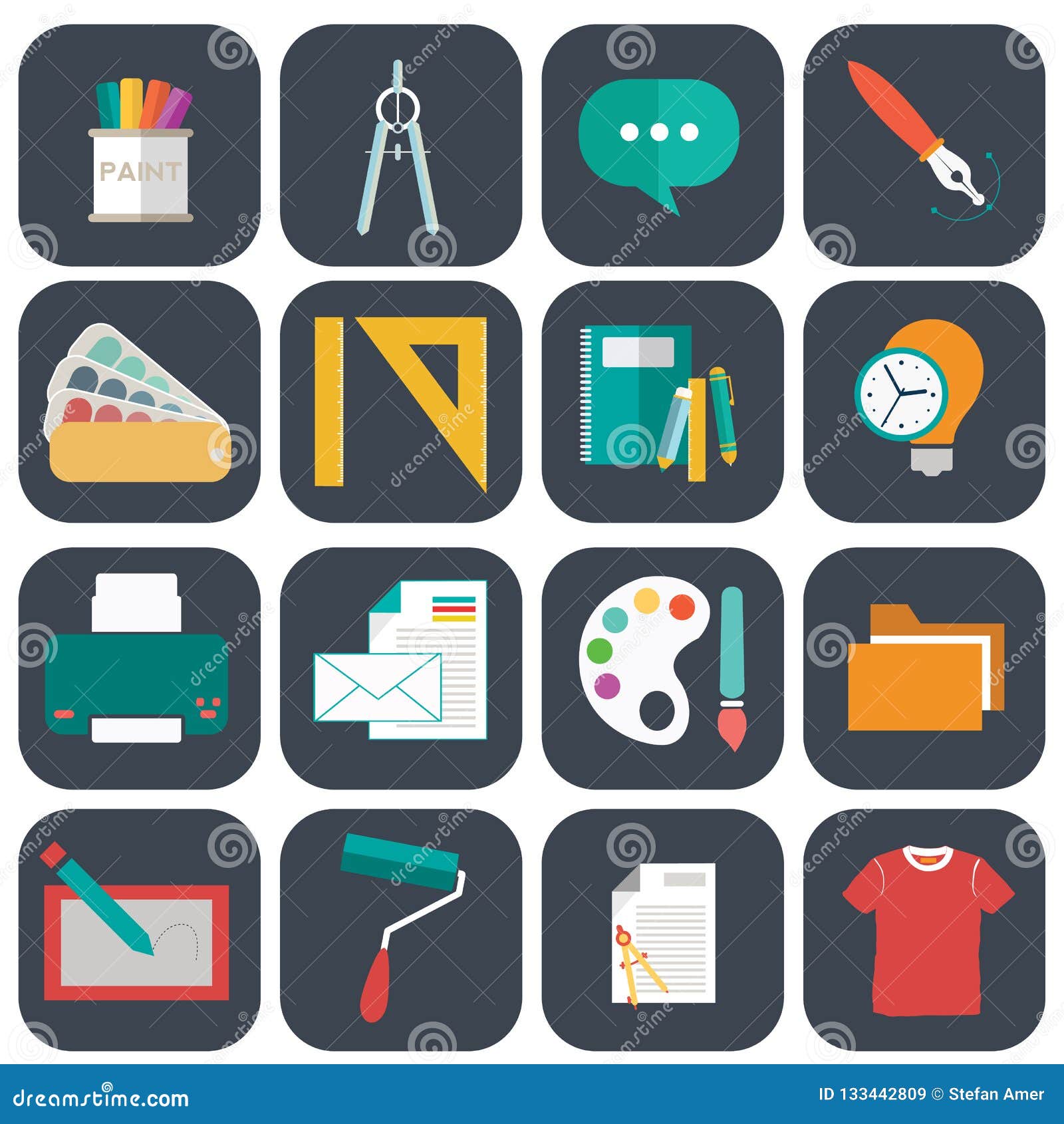 Graphic Web Design Icons Flat Style Stock Illustration - Illustration ...