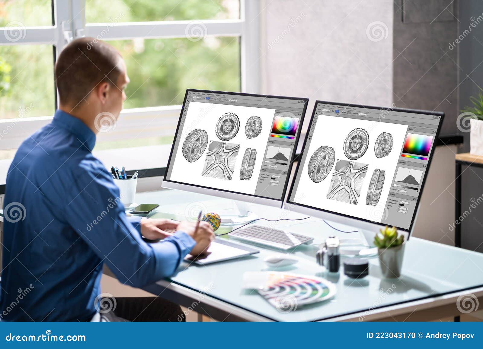 Graphic Web Designer Artist Stock Photo - Image of retouch, desktop ...