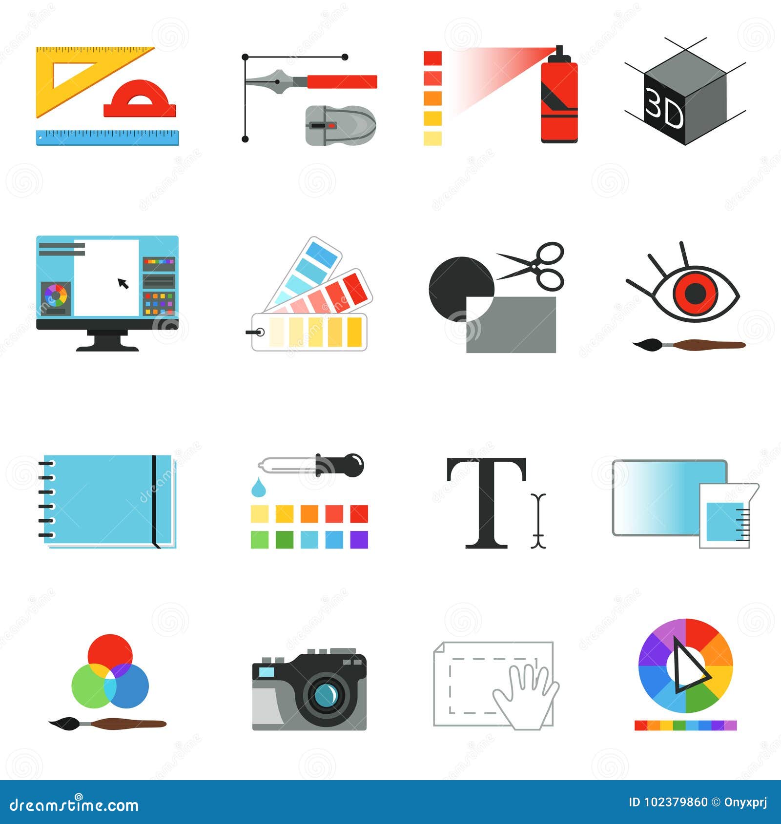 Graphic or Web Designers Tools. Different Working Elements for ...