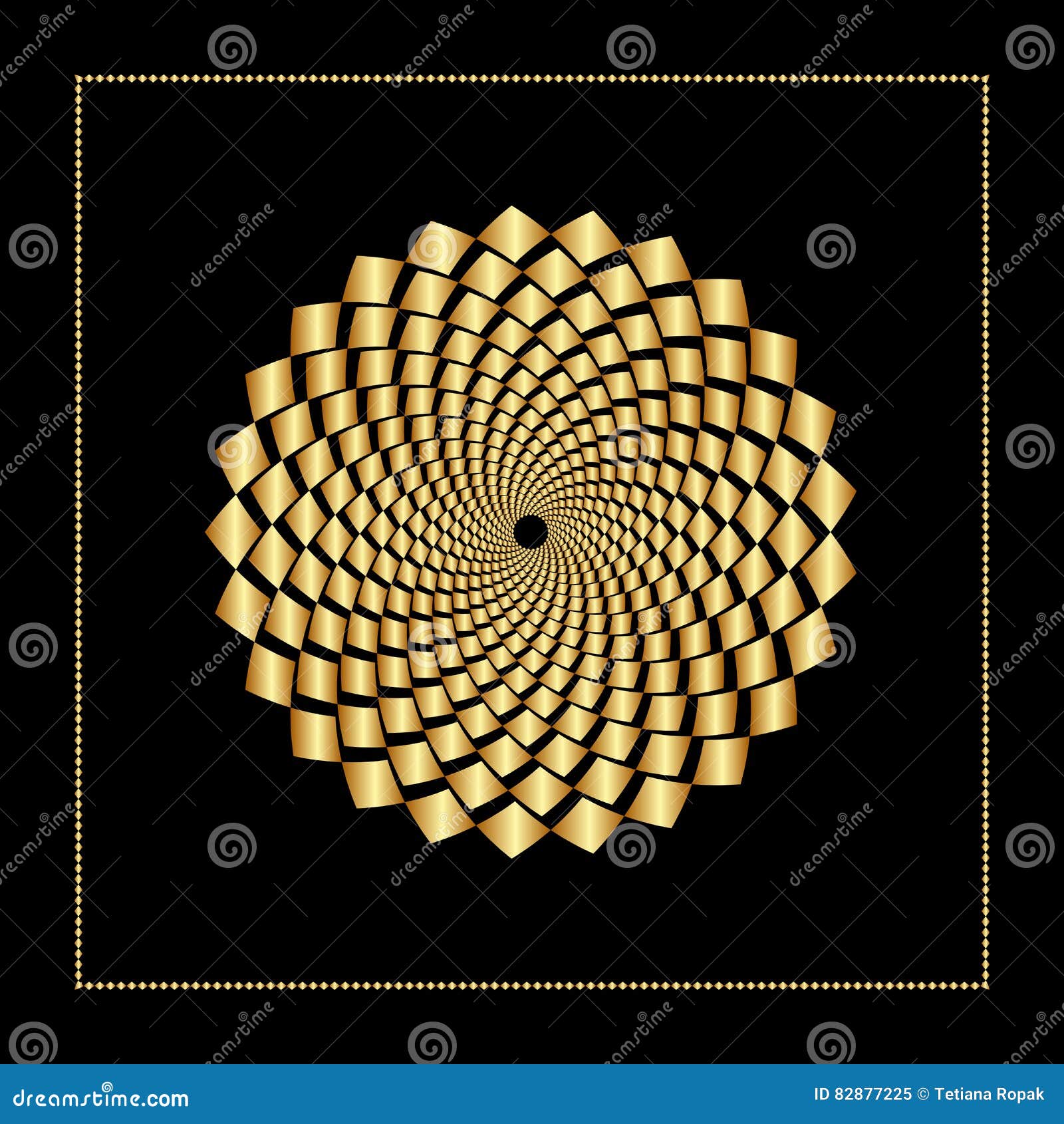 Graphic Web of Gold Rhombus in Concentric Circle with an Open Core ...