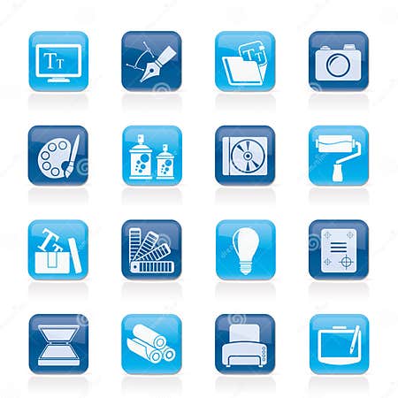 Graphic and Website Design Icons Stock Vector - Illustration of scanner ...