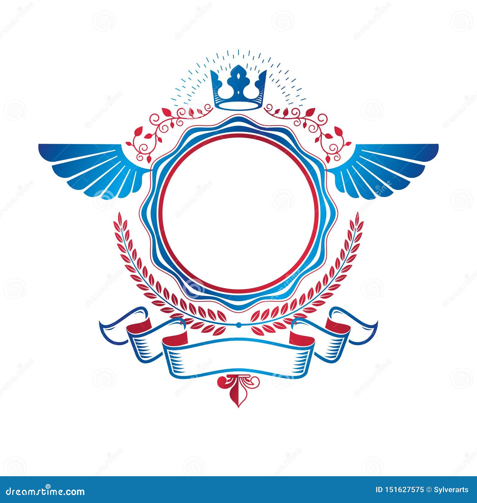 Graphic Winged Emblem Created with Ancient Crown and Sharp Spear ...