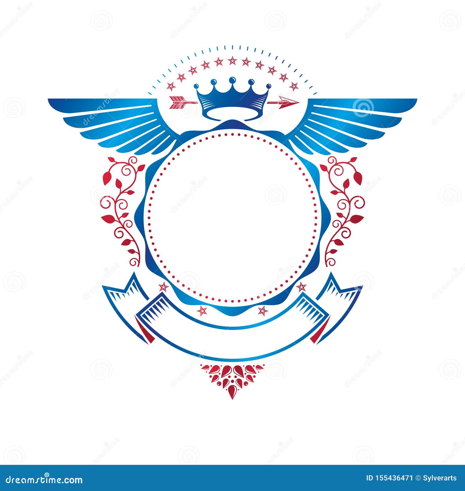 Graphic Winged Emblem Created with Ancient Crown and Sharp Spear ...