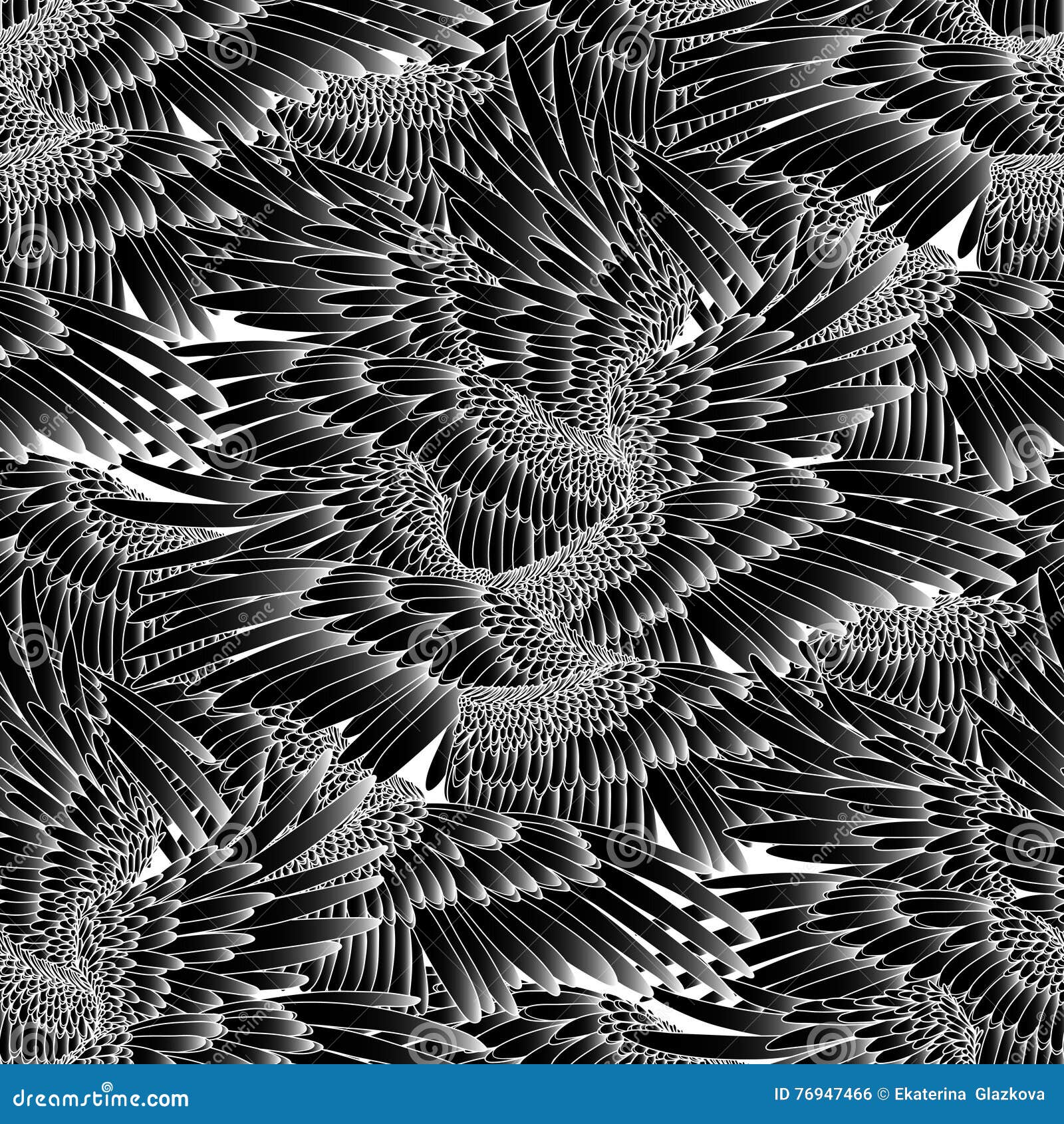 Graphic wings pattern stock vector. Illustration of monochrome - 76947466