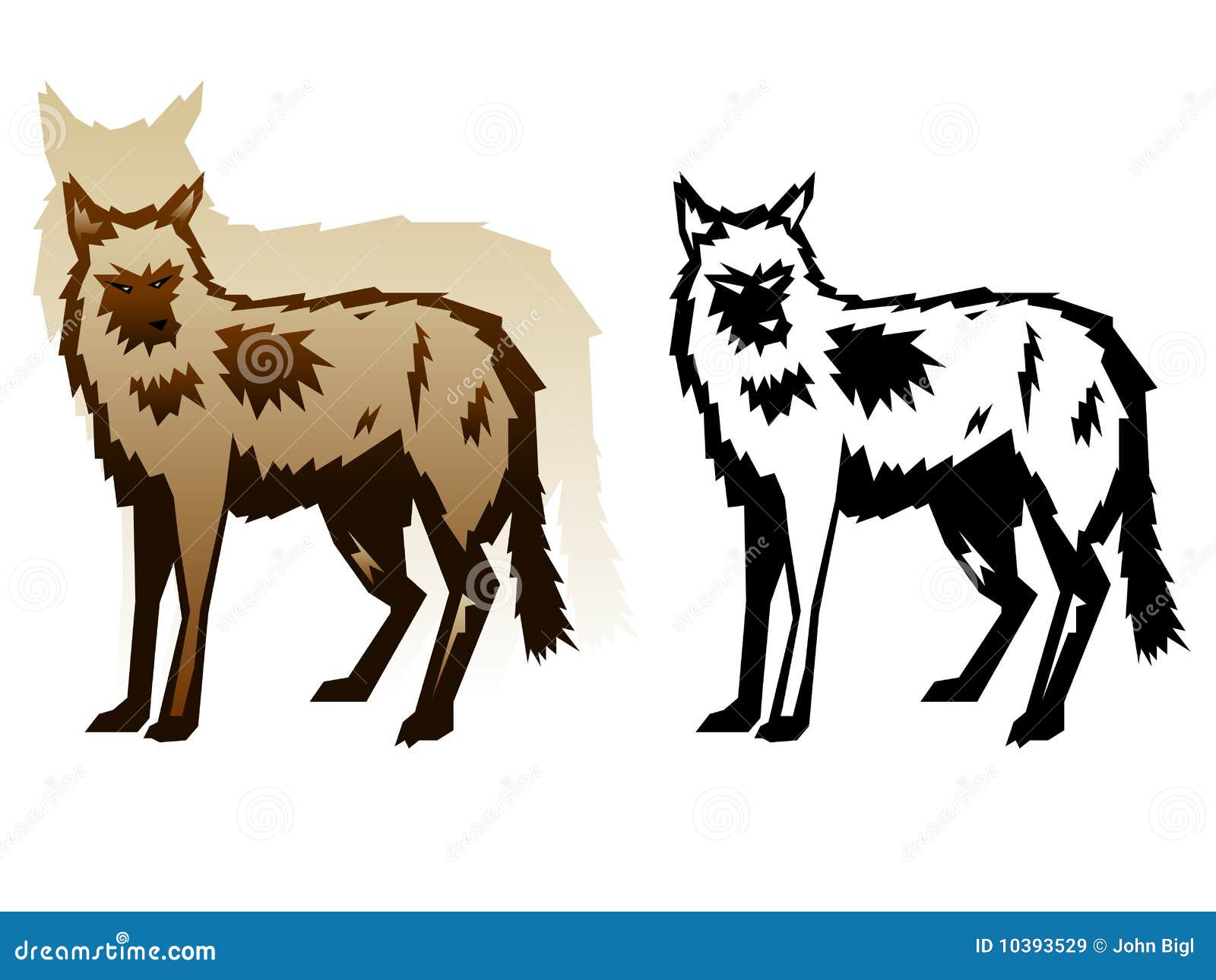 Graphic Wolf Illustration stock vector. Illustration of wildlife - 10393529