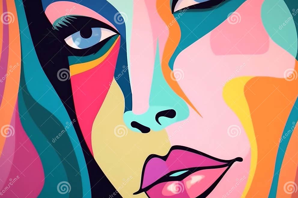 Graphic Woman Fashion Cubist Abstract Face Cubism Portrait Modern Art