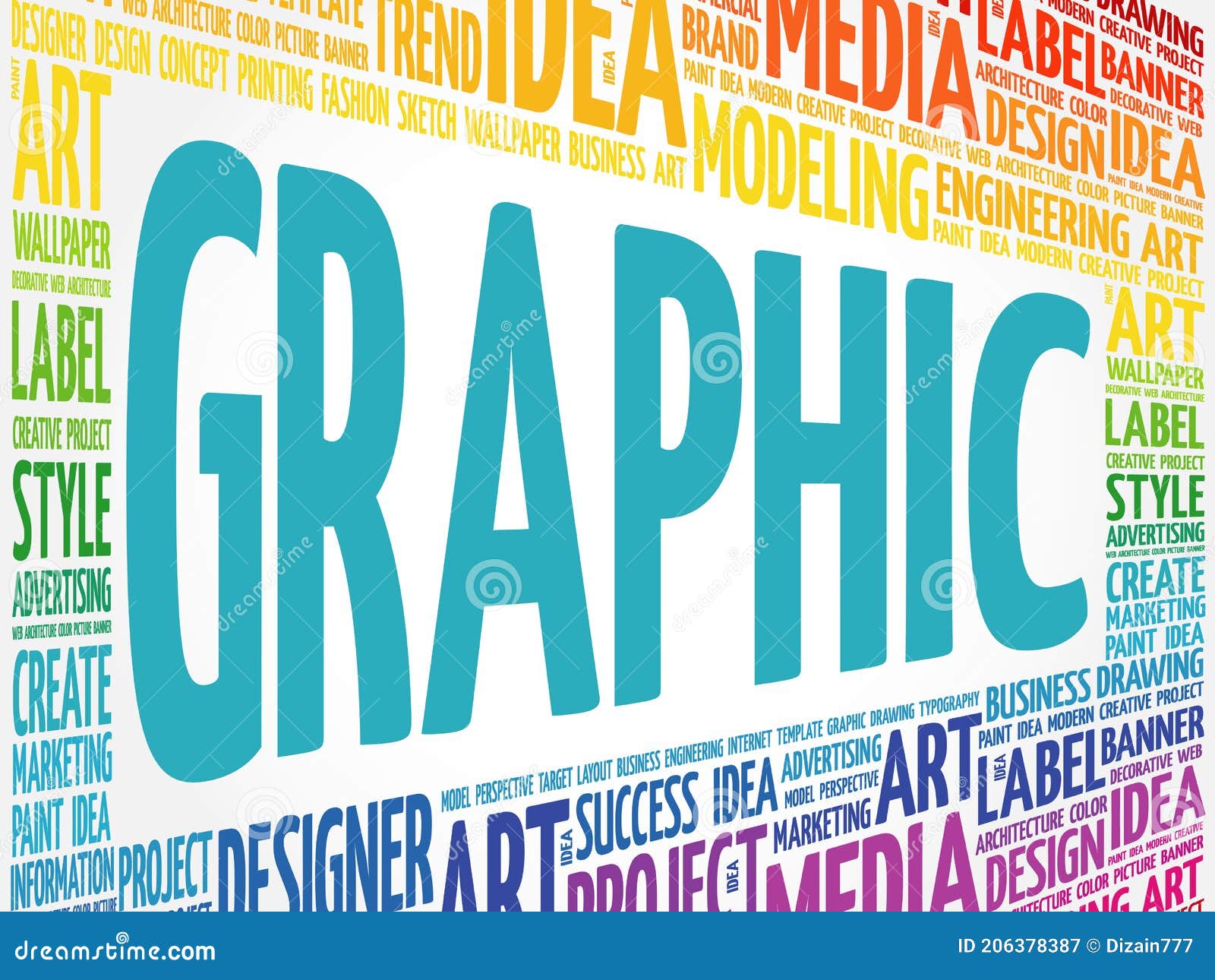 GRAPHIC word cloud stock illustration. Illustration of create - 206378387