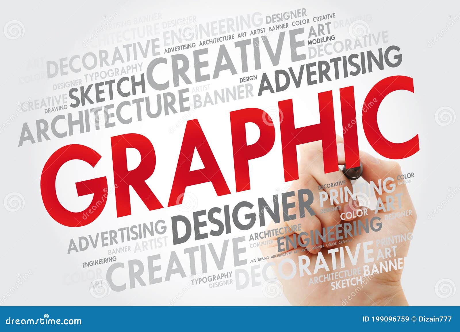 GRAPHIC word cloud stock image. Image of aesthetic, creation - 199096759