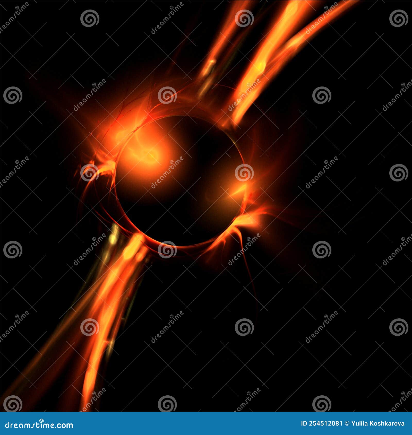 Graphic Yellow Hot Space Illustration on Black Background, Star System ...