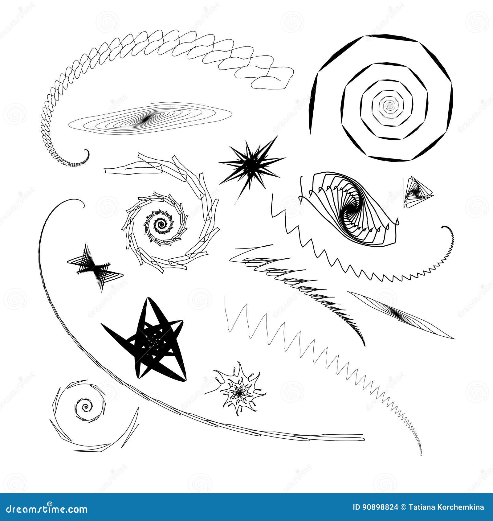 Graphical Abstract a Set of Different Swirls and Stars Stock Vector ...