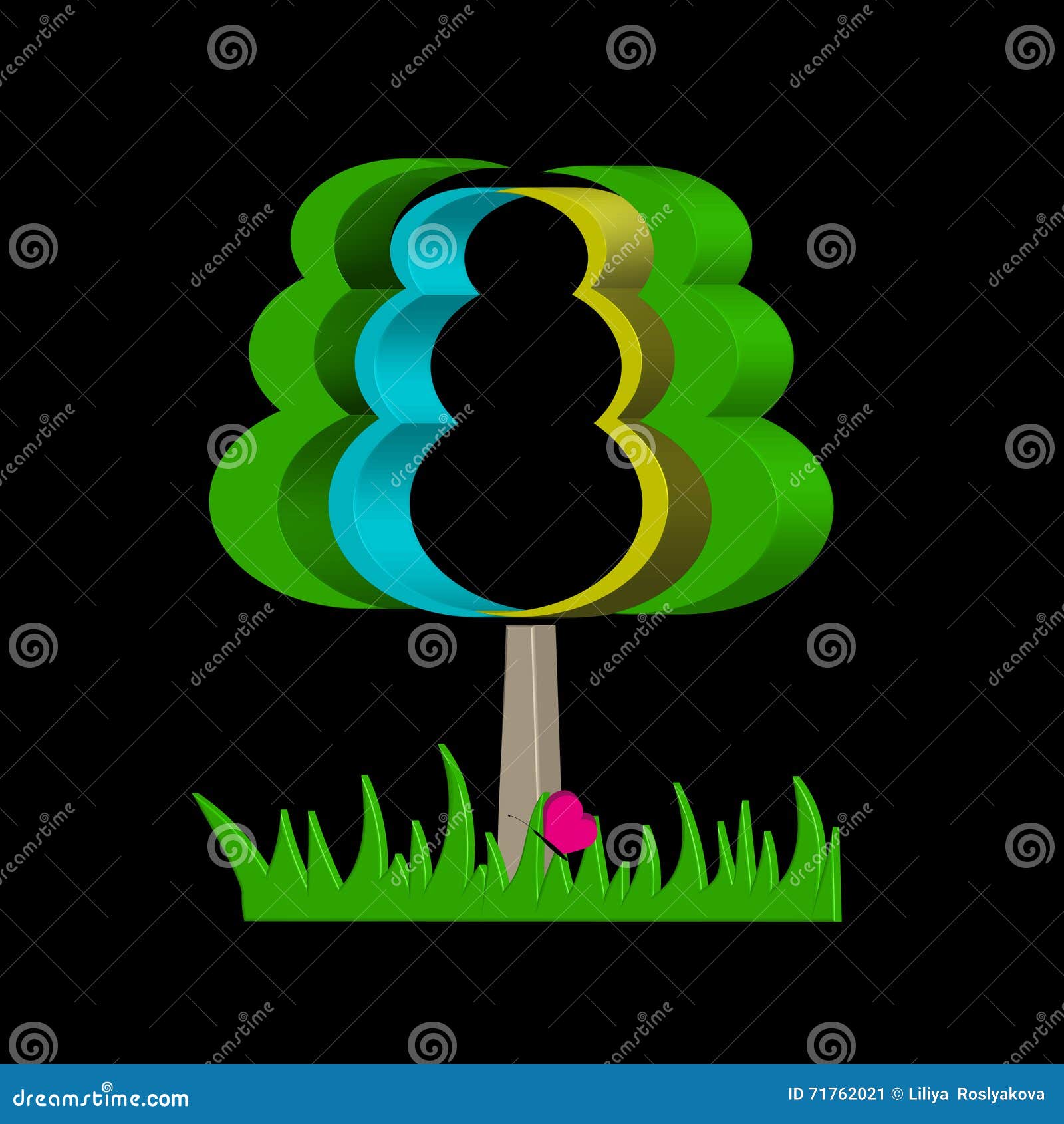 Graphical Abstract Tree on a Black Background Stock Illustration ...
