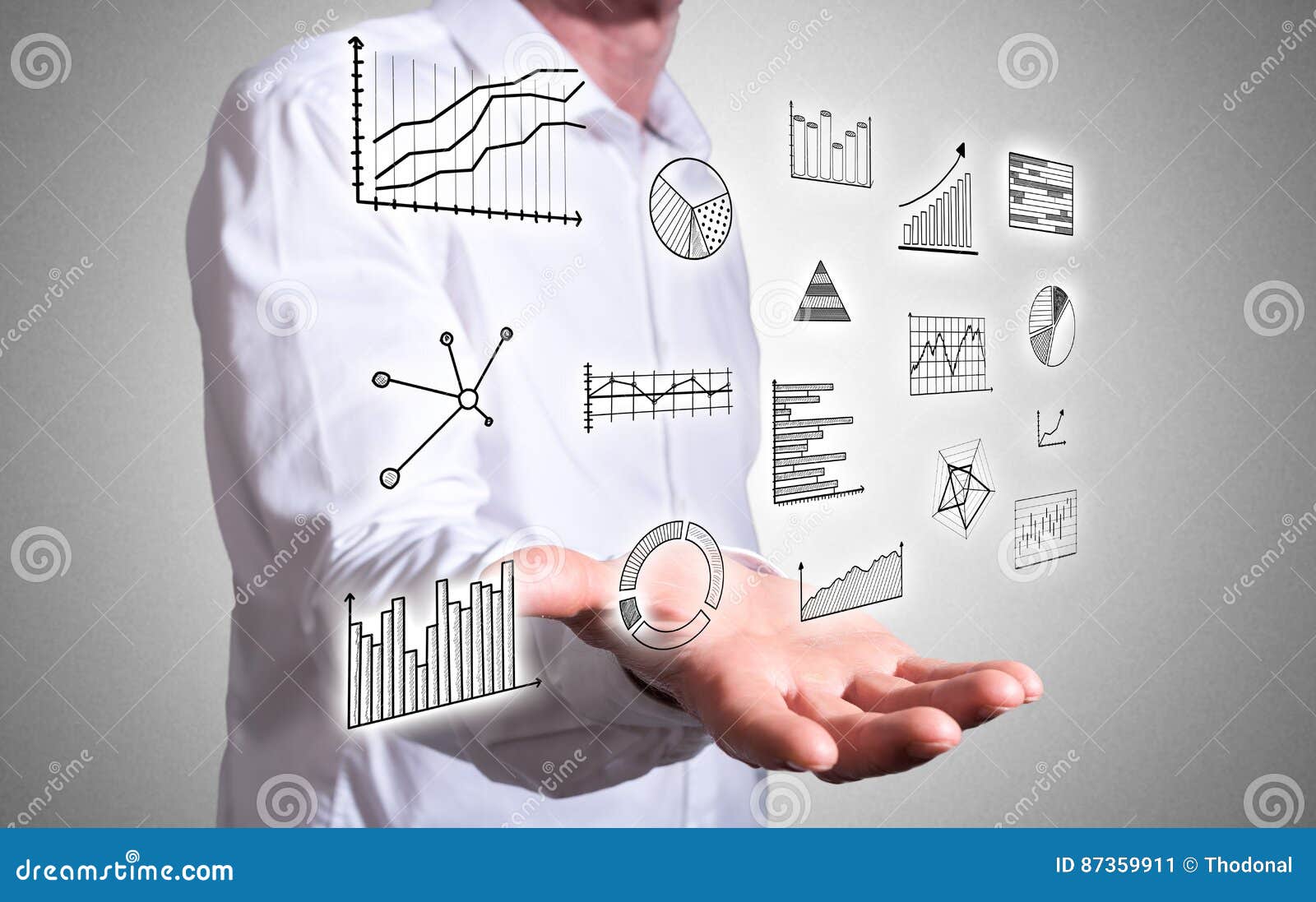Graphical Analysis Concept Above a Human Hand Stock Image - Image of ...