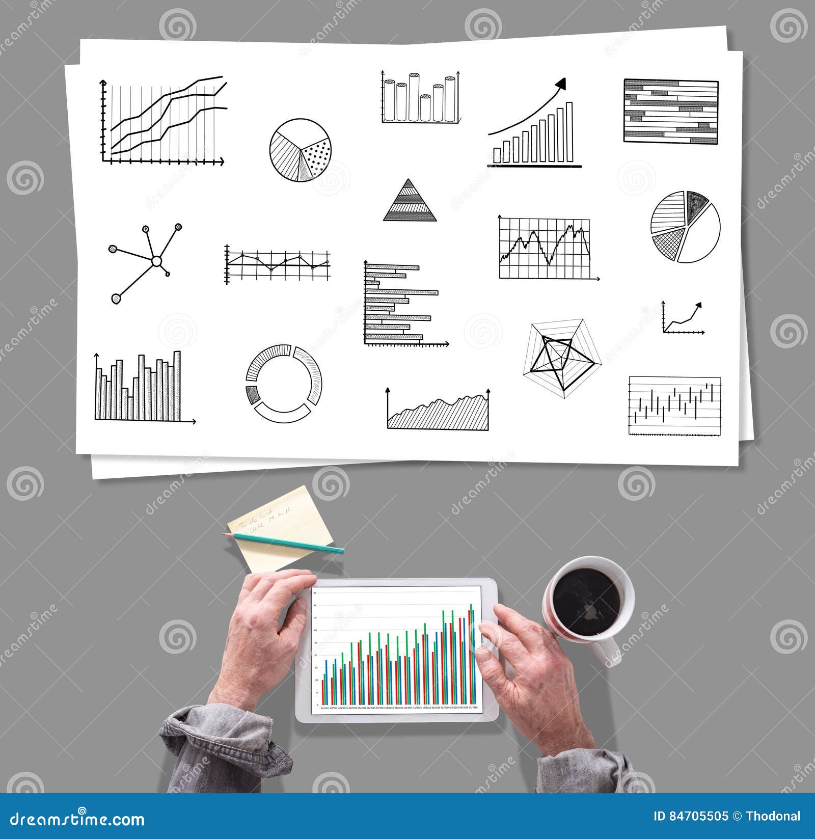 Graphical Analysis Concept Placed on a Desk Stock Image - Image of hand ...