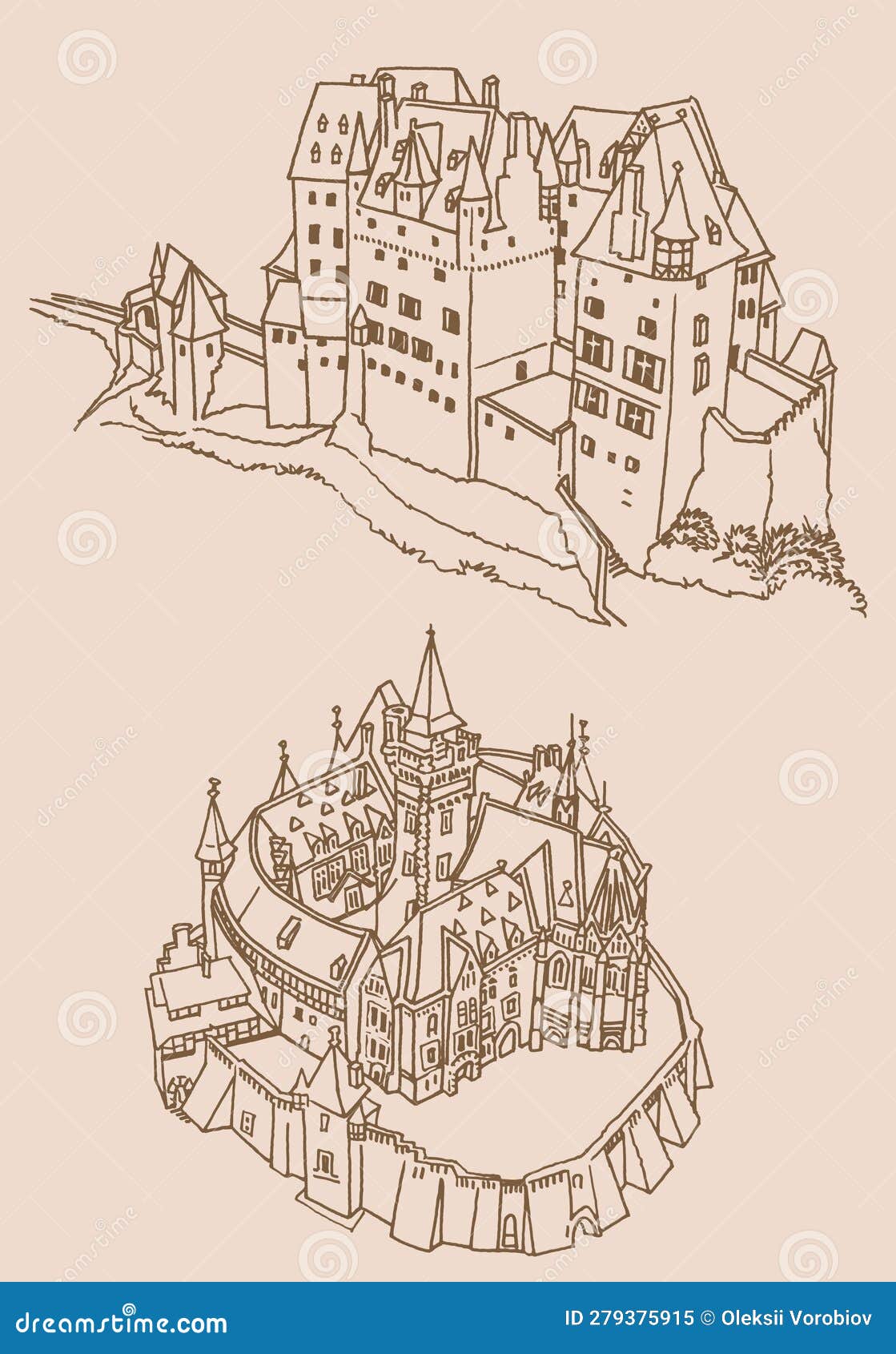 Graphical Big Set Of Castles From Germany Isolated On White,vector ...