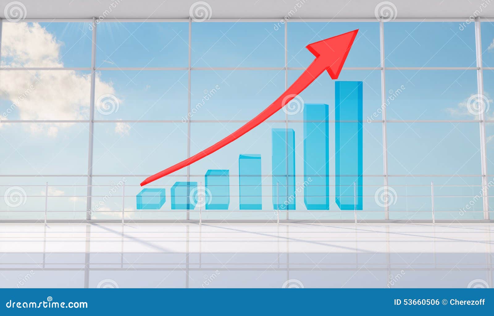 Graphical Chart with Arrow Rising Up Stock Illustration - Illustration ...
