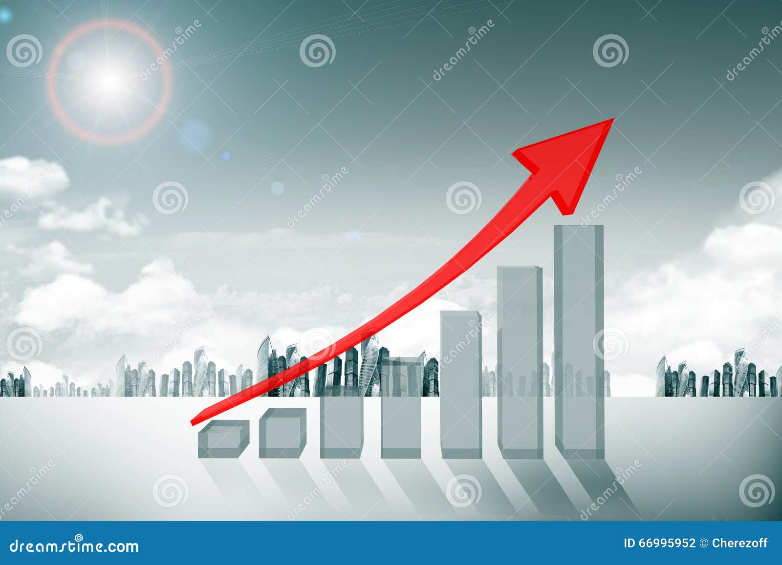 Graphical chart with city stock illustration. Illustration of graph ...