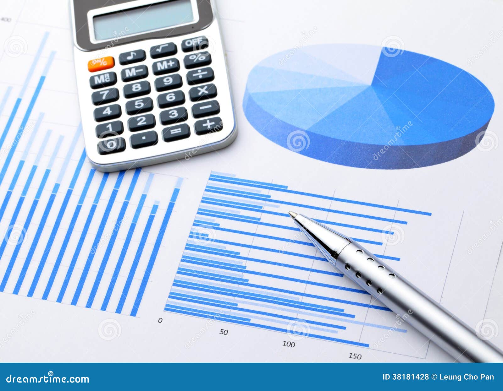 Graphical Chart with Pen and Calculator Stock Photo - Image of crisis ...
