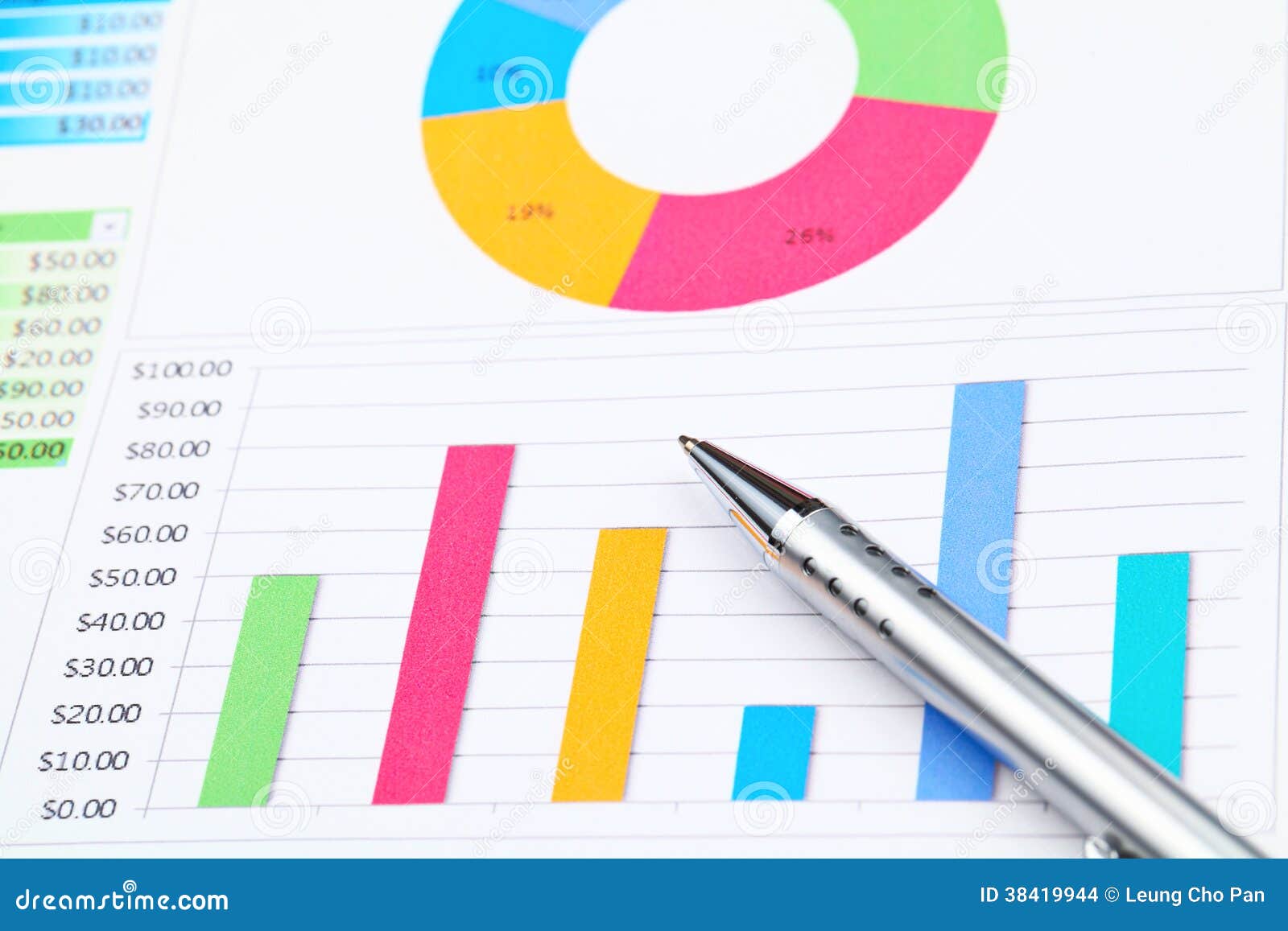 Graphical chart and pen stock photo. Image of analysis - 38419944