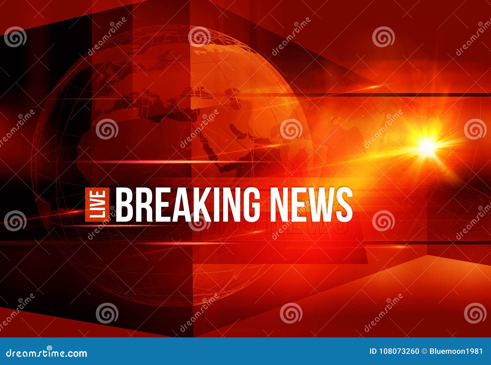 Live Breaking News Flat Illustration. TV Studio Interior Vector ...