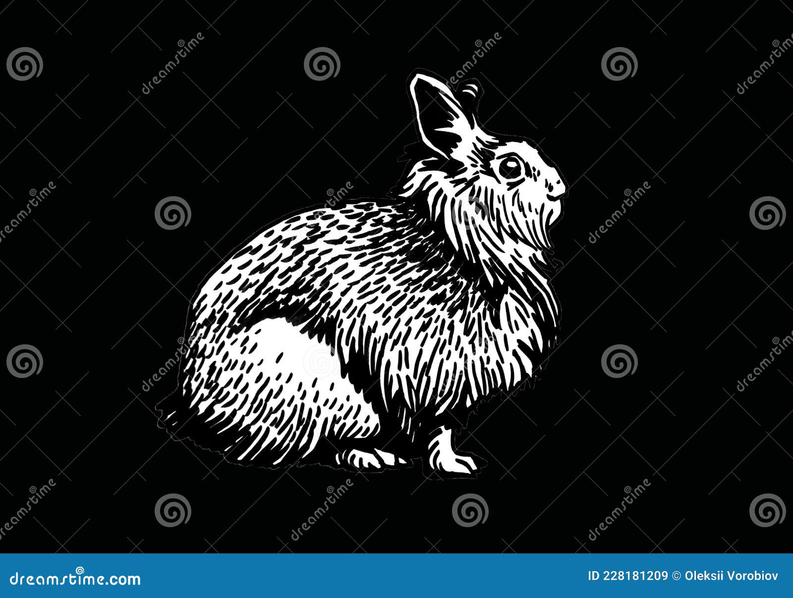 Graphical 3d Fat Rabbit on Black Background,vector Illustration Stock ...