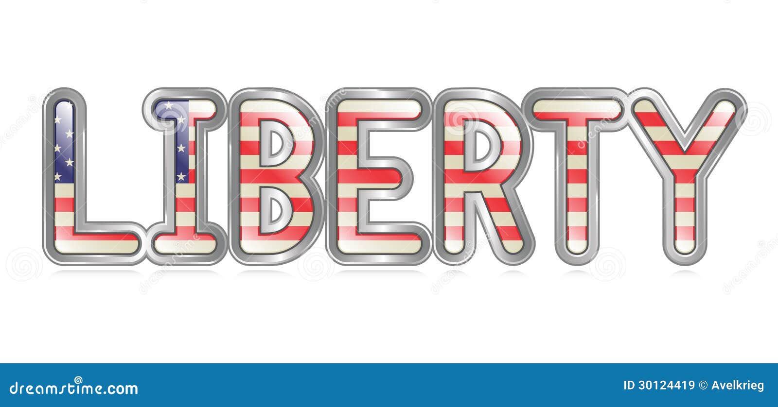 The Word Liberty As Neon Glowing Unique Typeset Symbols, Luminous ...