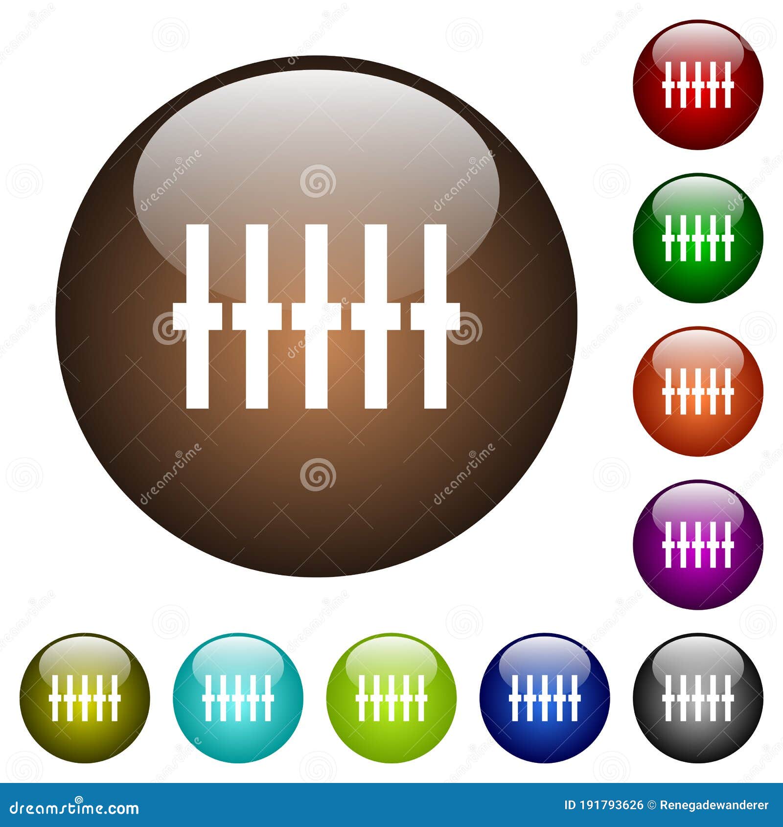 Graphical Equalizer Glass Sphere Buttons Cartoon Vector | CartoonDealer.com #187884267