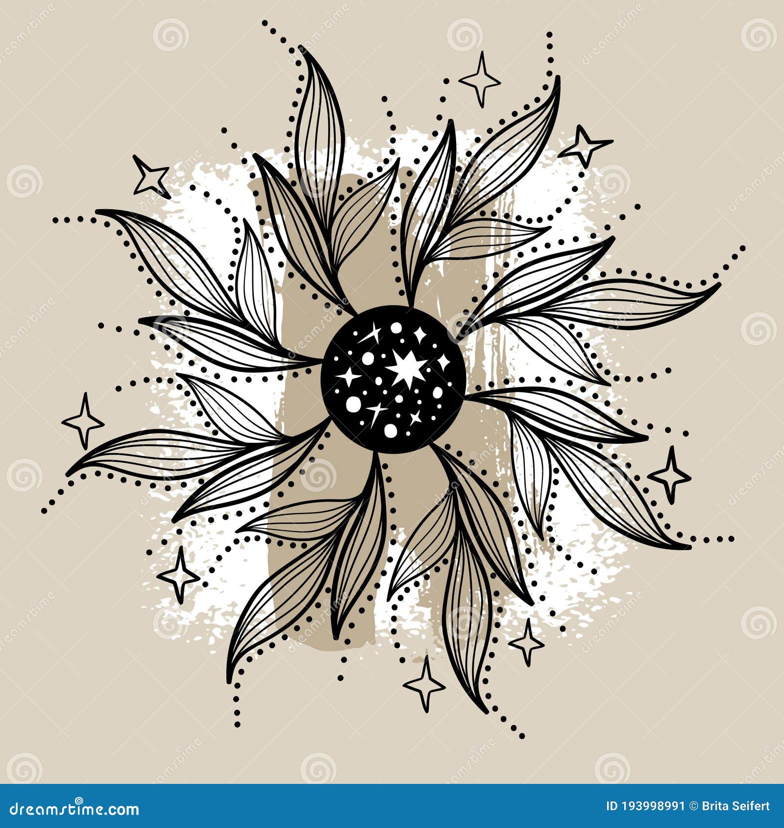 Graphical Flower Illustration. Flower Line Art Pattern Background Stock ...