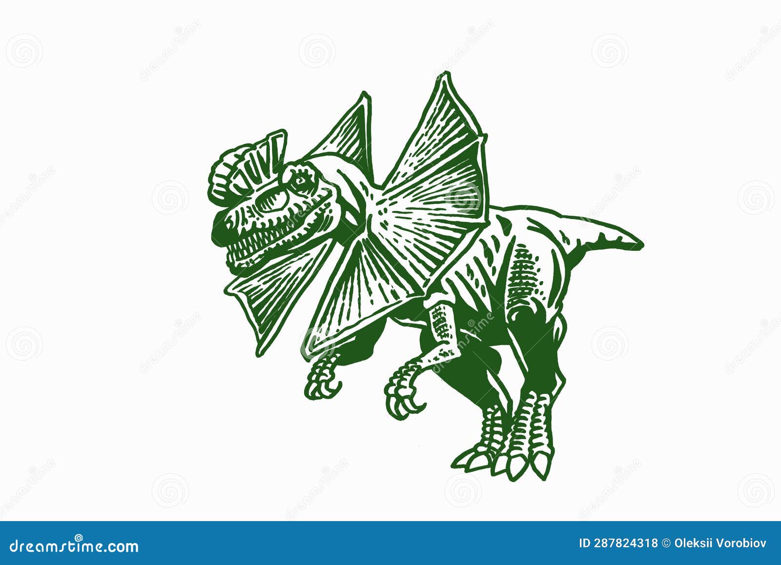 Graphical Green Silvisaurus Isolated On White Background, Vector Color ...