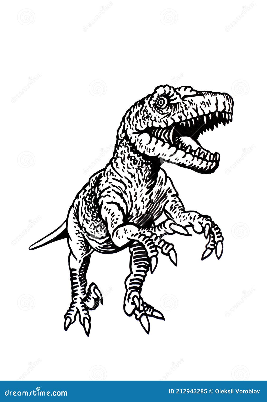 Graphical Hand-drawn Raptor Isolated on White Background, Vector ...