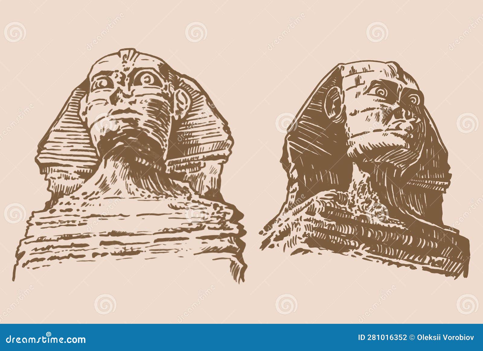 Sphinx Statues At A Temple In Ancient Egypt Stock Photography ...
