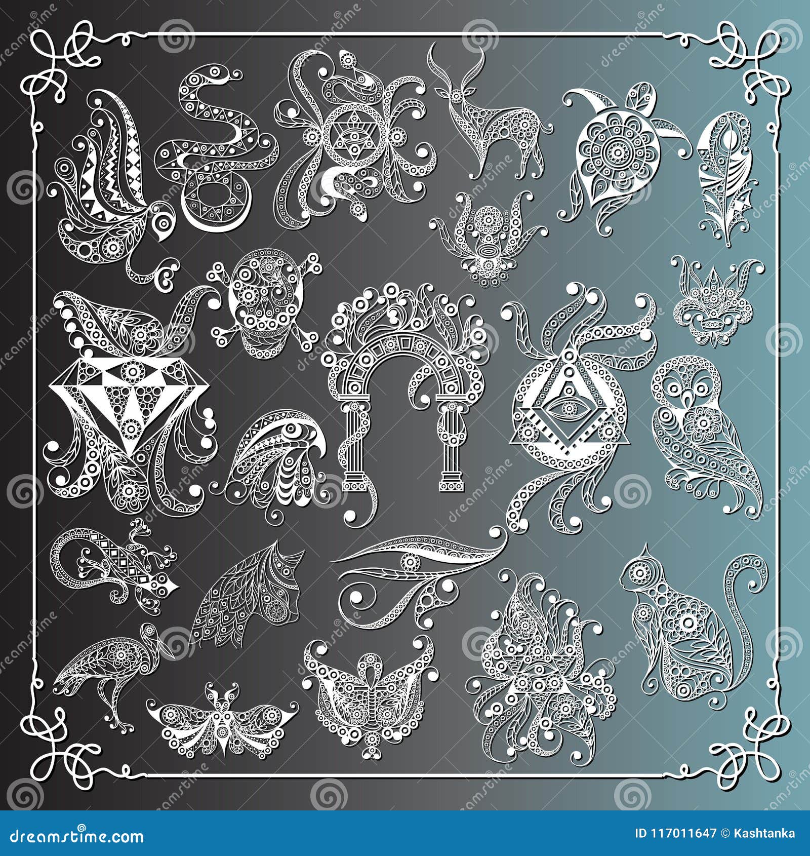 Graphical Illustration with Occult Symbols_set 1 Stock Vector ...