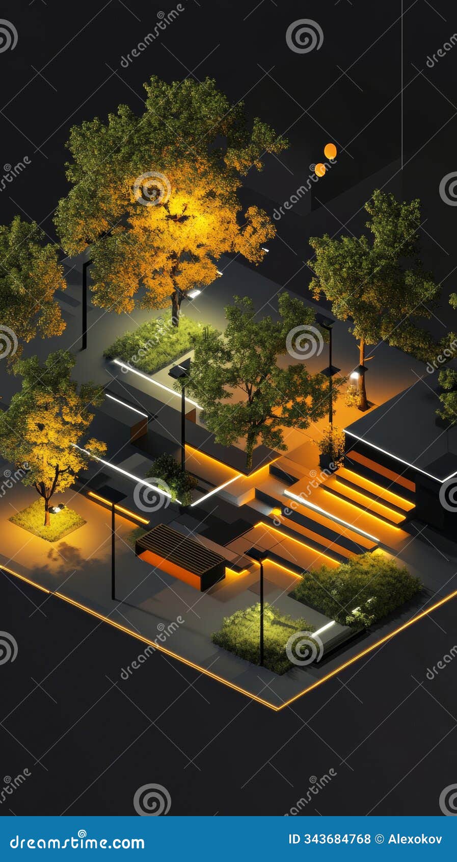 Graphical Isometric View of a Room with Integrated Lighting, Ideal for ...