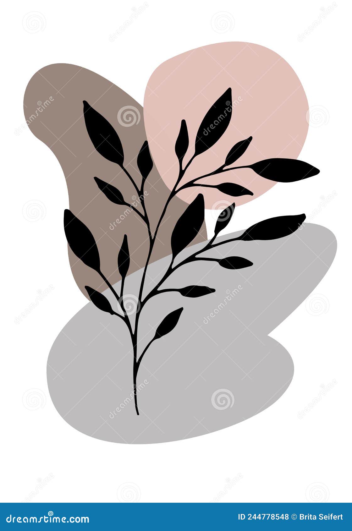 Graphical Leaves Illustration. Floral Line Art Pattern Background Stock ...